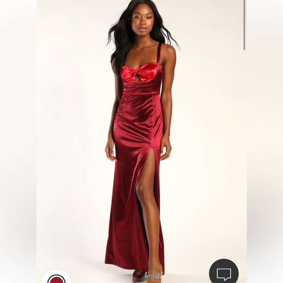 Lulus | Dresses | Lulus Bow Red Dress Size 2 Full Length Formal Dress ...